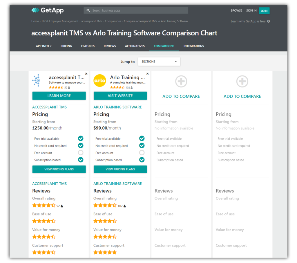 Arlo vs. Accessplanit | Compare Training Management Systems