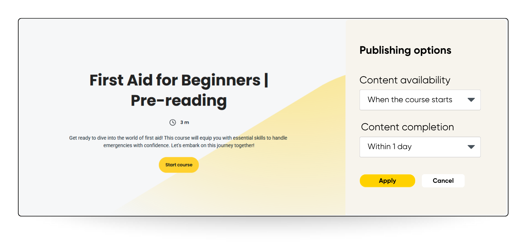 Elearning release: Availability & completion controls